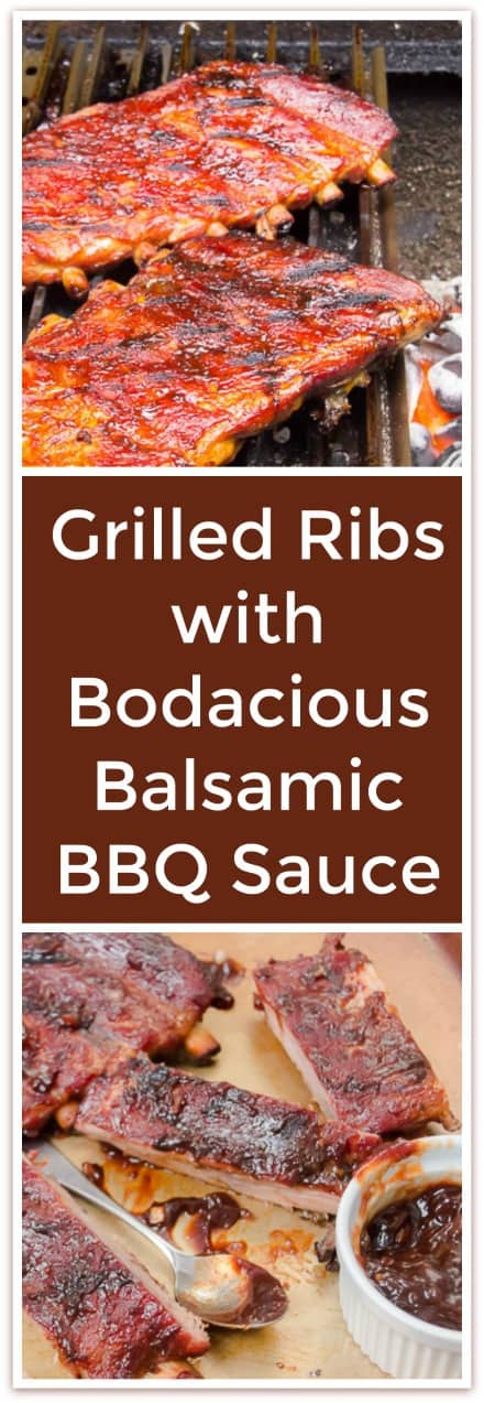 Grilled Ribs with Bodacious Balsamic Barbecue Sauce - That Susan Williams